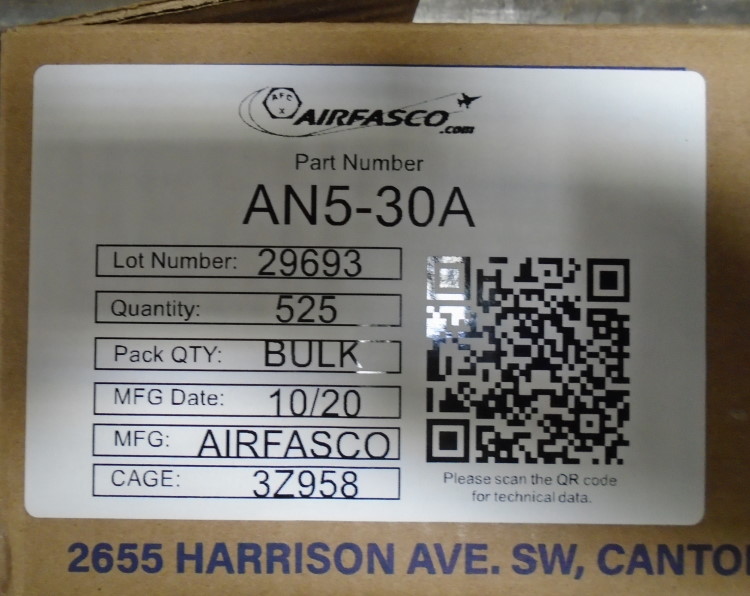 AN5-30A | Aircraft Bolts - AIRFASCO